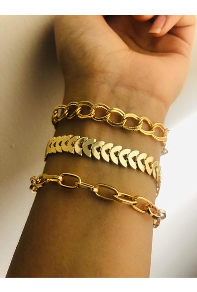 Bioaksesuar Kadın Kararmaz Çelik Kombin Bileklik Sarı Bioaksesuar Kadın Kararmaz Çelik Kombin Bileklik Sarı