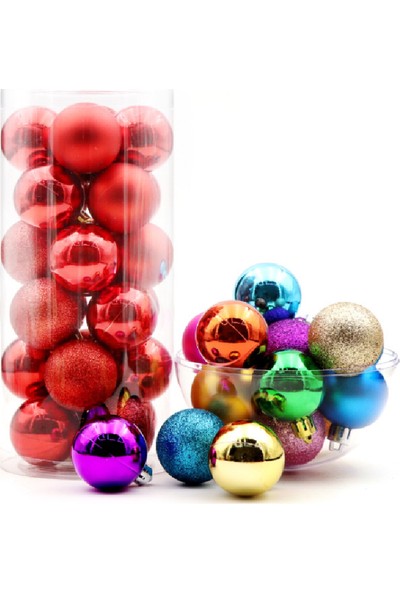 Buyfun Noel Mat Parlayan Boyalı Asılı Top 3 cm 24'lü