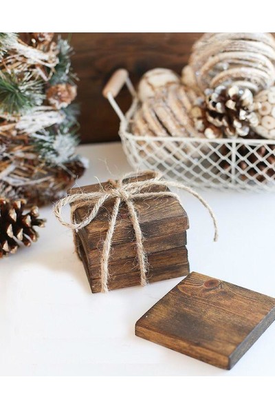 Bupa Ahşap Kare Bardak Altlığı - 4 Adet Bupa Ahşap Kare Bardak Altlığı - 4 Adet