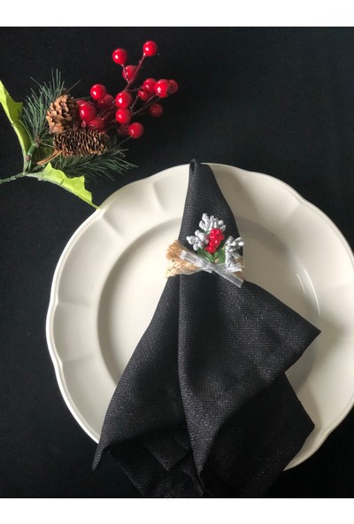 Vinebedding Mia Simli Siyah Peçete 35X35CM Vinebedding Mia Simli Siyah Peçete 35X35CM