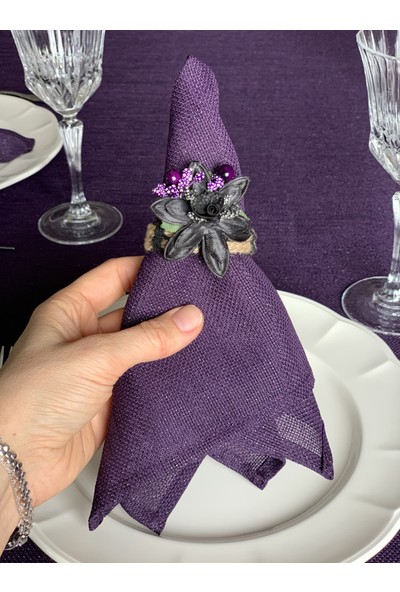 Vinebedding Mia Simli Mor Peçete 35X35CM Vinebedding Mia Simli Mor Peçete 35X35CM