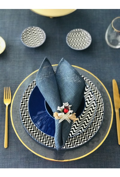 Vinebedding Mia Simli Indigo Peçete 35X35CM Vinebedding Mia Simli Indigo Peçete 35X35CM