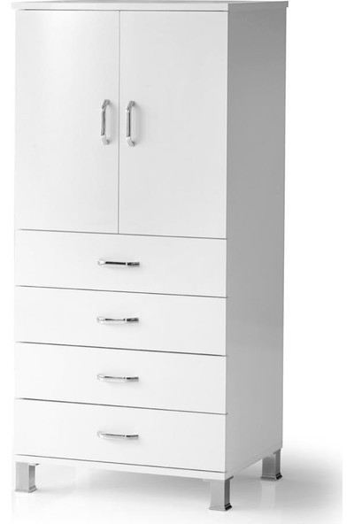 Sivasgözde Ekonomik Dolaplı Şifonyer 4 Çekmeceli Raflı Elbise Dolabı 61X44X128CM