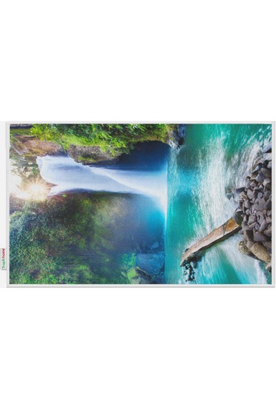 Tropik Home Şelale Desenli Dijital Baskılı Püsküllü Polyester Kaymaz Tabanlı Banyo Paspası Tropik Home Şelale Desenli Dijital Baskılı Püsküllü Polyester Kaymaz Tabanlı Banyo Paspası