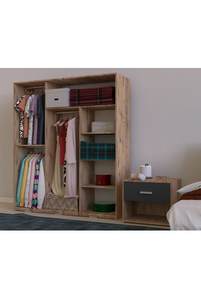 Metalia Gm 644 Sline 3 Kapılı Sürgülü Askılıklı Raflı Atlantik Çam Gardırop Metalia Gm 644 Sline 3 Kapılı Sürgülü Askılıklı Raflı Atlantik Çam Gardırop