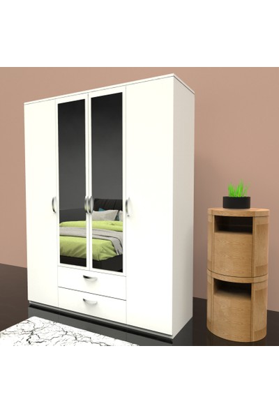 Metalia Gm 035 Esil 4 Kapılı 2 Çekmeceli Aynalı Gardrop
