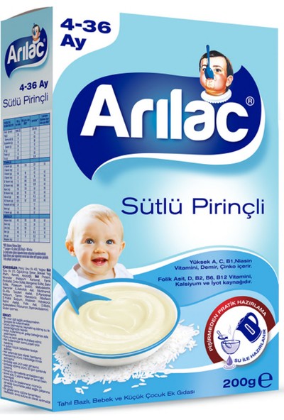 Arılac Sütlü Pirinçli Bebek ve Küçük Çocuk Ek Gıdası 200 gr