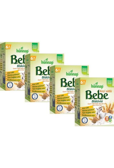 Hünnap Keçi Sütlü Bebe Bisküvisi 400 gr x 4 Adet