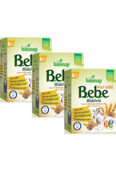 Hünnap Keçi Sütlü Bebe Bisküvisi 400 gr x 3 Adet