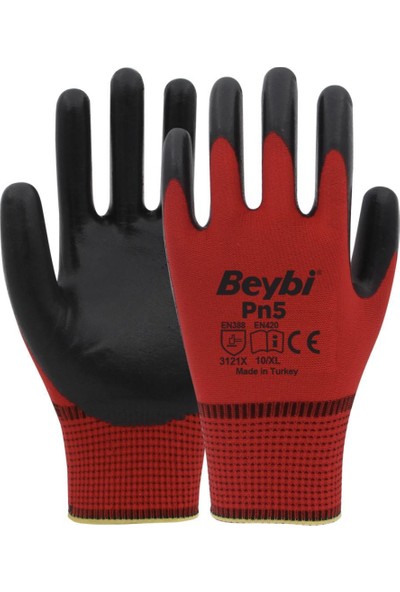 Beybi pn5 Kırmızı Siyah Iş Eldiveni 2 Çift