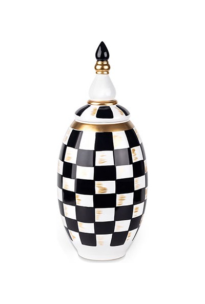 Biev Damalı Kapaklı Vazo Büyük Biev Damalı Kapaklı Vazo Büyük