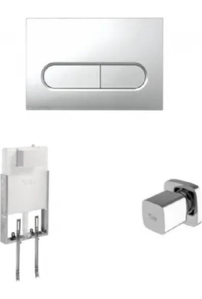 Kale Versus Gömme Rezervuar Seti Parlak Krom Capsule Panel + V200 Stop Valf Kale Versus Gömme Rezervuar Seti Parlak Krom Capsule Panel + V200 Stop Valf