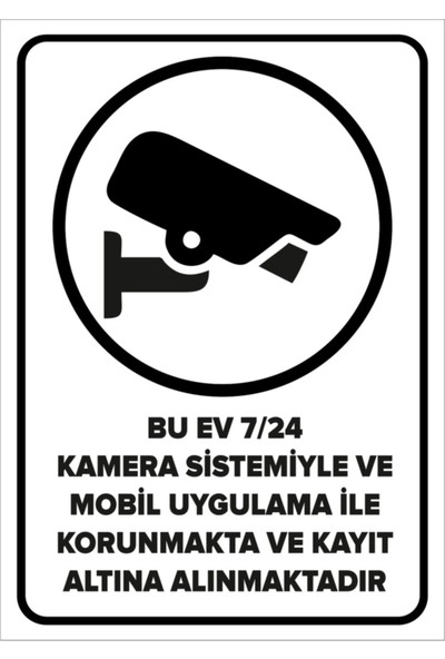 Mıgnatıs - Bu Ev 7/24 Kamera Sistemiyle Kayıt Altına Alınmaktadır Levhası - Dekote Malzeme 25X35Cm Mıgnatıs - Bu Ev 7/24 Kamera Sistemiyle Kayıt Altına Alınmaktadır Levhası - Dekote Malzeme 25X35Cm