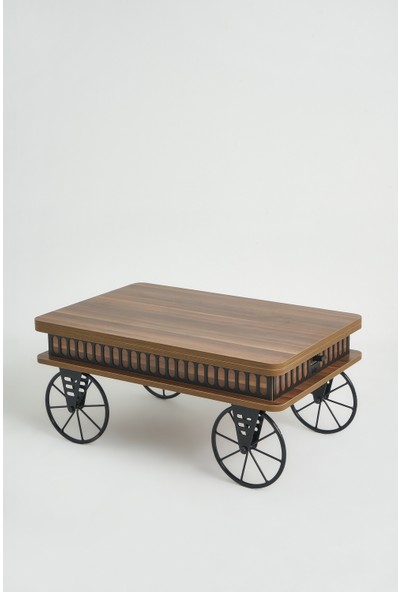 Kolex Akıllı Sehpa, Çalışma Masası, Yemek Masası, Yer Sofrası, Tekerli Ceviz Renk