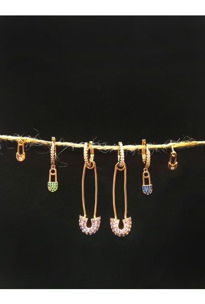 Lupi Tasarım 3`lü Zirkon Küpe Seti