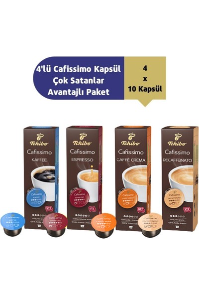 Tchibo 4'lü Cafissimo Kapsül Çok Satanlar 4 x 10 Kapsül Paketi Tchibo 4'lü Cafissimo Kapsül Çok Satanlar 4 x 10 Kapsül Paketi