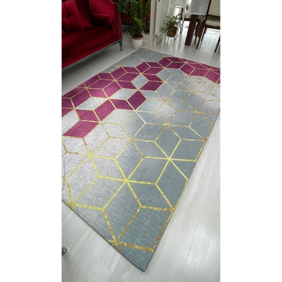 Madame Clean Fuşya Piramit Model Ipek Kadife Lastikli Halı Fiyatı