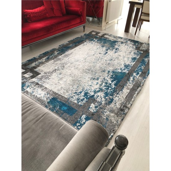 Madame Clean Yeni Model Mavi Çerçeve Lastikli Halı Örtüsü Fiyatı