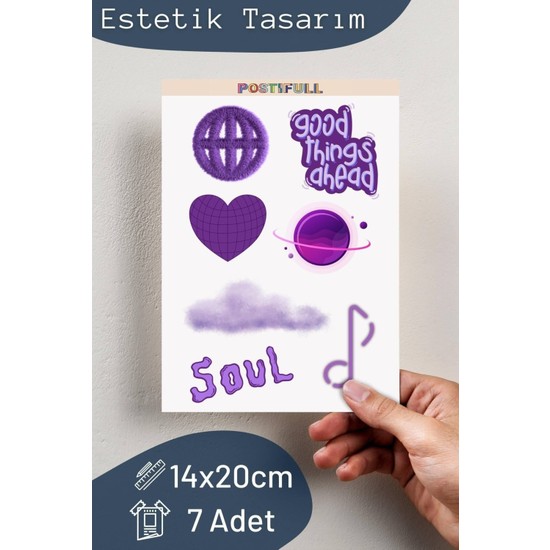 Postifull Mor Temalı Sticker Seti - 7 Adet Etiket Seti- Fiyatı