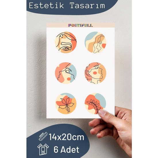 Postifull Çizim Temalı Sticker Seti - 6 Adet Etiket Seti- Fiyatı