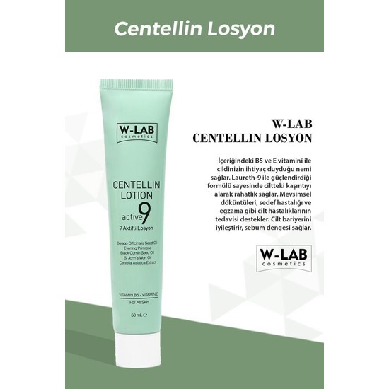 W-Lab Kozmetik Centellin 9 Aktifli Losyon 50 Ml Fiyatı