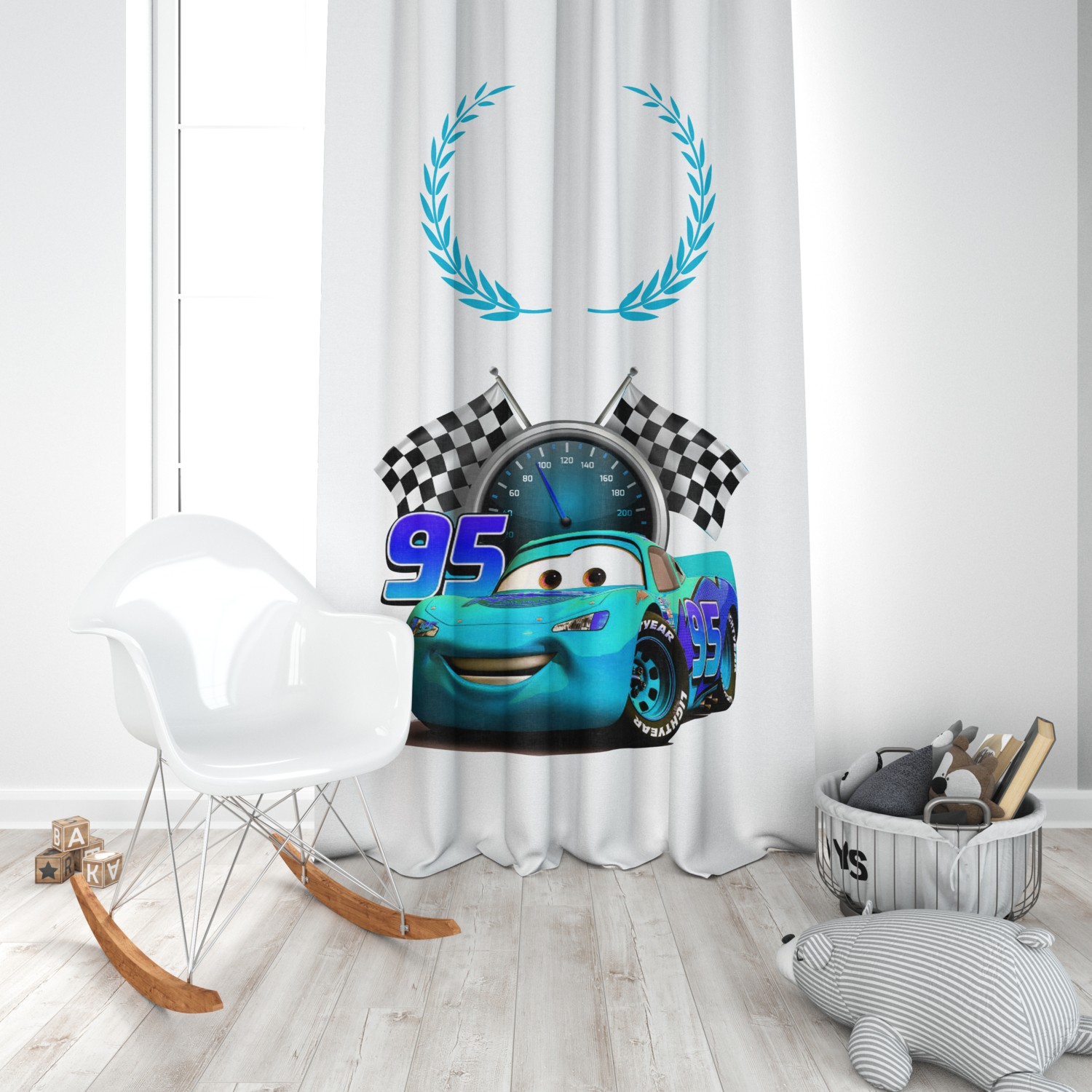 Şimşek Mcqueen Desen, Bebek ve Çocuk Odası Fon Perde Fiyatı
