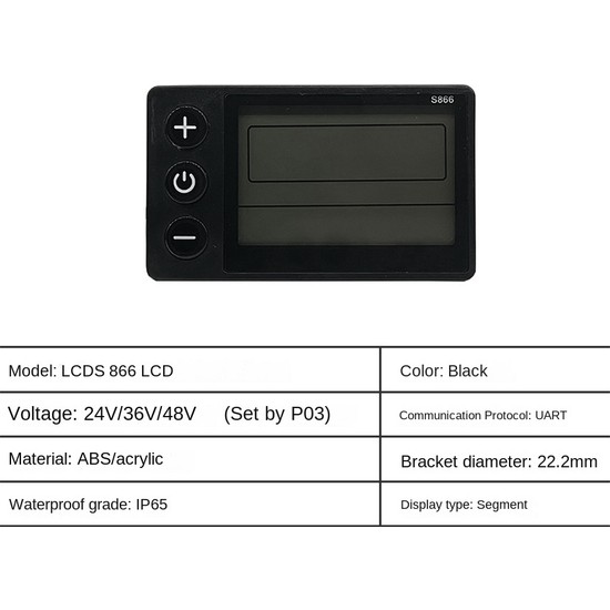 Internet LCD-S866 Elektrikli Bisiklet LCD Ekran Ölçer 24V Fiyatı