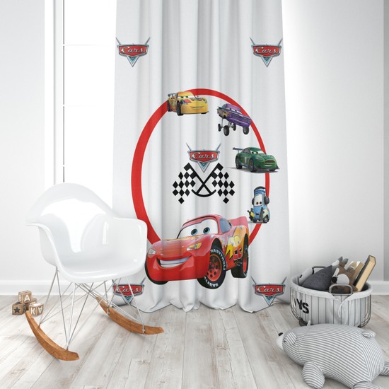 Şimşek Mcqueen Desen, Bebek ve Çocuk Odası Fon Perde Fiyatı