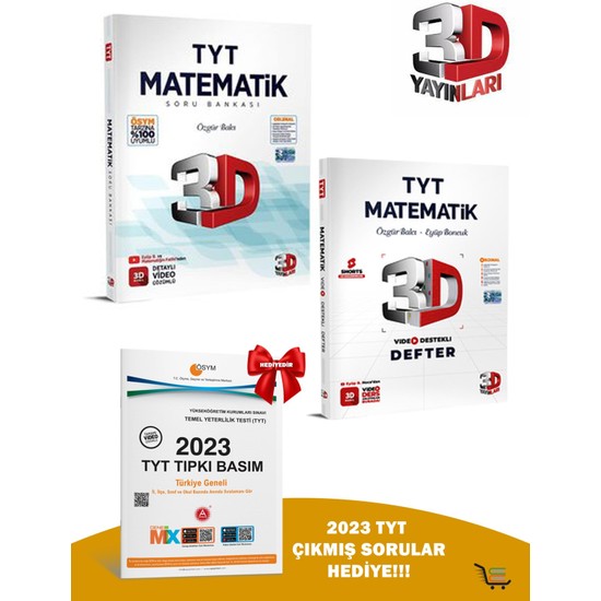 3D Yayınları 2024 TYT Matematik Soru Bankası - Akıllı Defter Kitabı