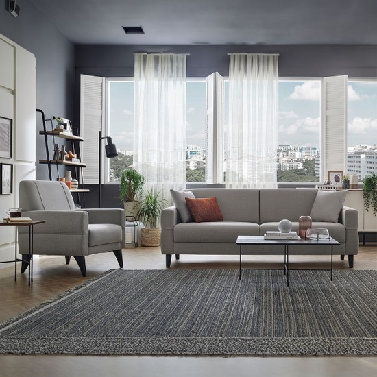 Enza Home Astera Koltuk Takımı 3+1 - Açık Gri Fiyatı