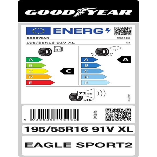 Goodyear 195/55 R16 91V Eagle Sport 2 Xl Oto Yaz Lastiği Fiyatı