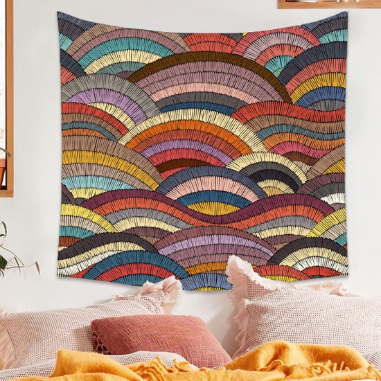 Greendecor Gökkuşağı Duvar Örtüsü Renkli Dalga Duvar Halısı Fiyatı