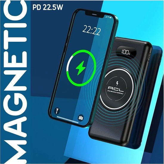 Acl Wireless Şarj Siyah Powerbank Kablolu LCD Ekran / Pd Fiyatı