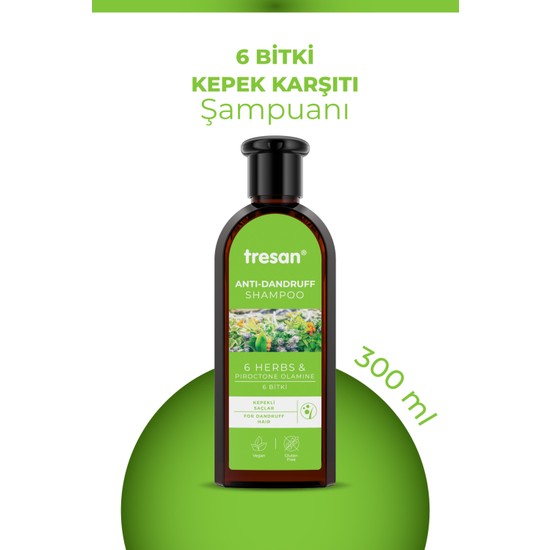 Tresan 6 Bitki Kepek Karşıtı Bakım Şampuanı 300 ml + Tresan Kayın Ağacı ...