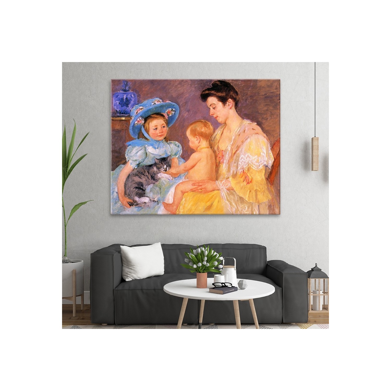 Arty Tablo Children Playing With A Cat Tablo Fiyatı