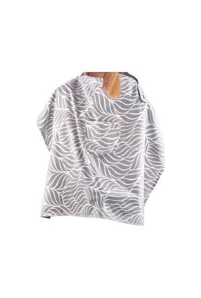 Baby Jem Büyük Cepli Emzirme Önlüğü Gri Yaprak 323