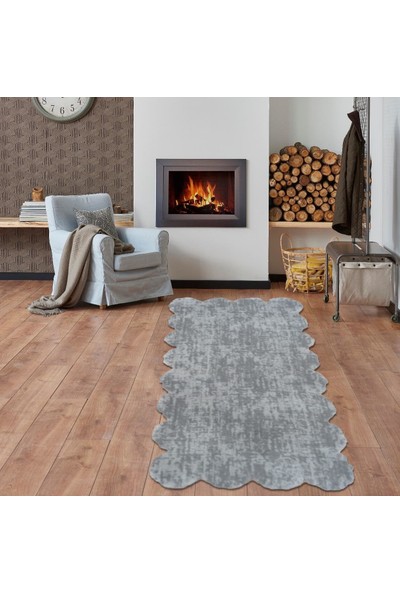 Balat Halı Lazer Kesim Peluş Uzun Tüylü Halı Desenli Açık Gri Balat Halı Lazer Kesim Peluş Uzun Tüylü Halı Desenli Açık Gri