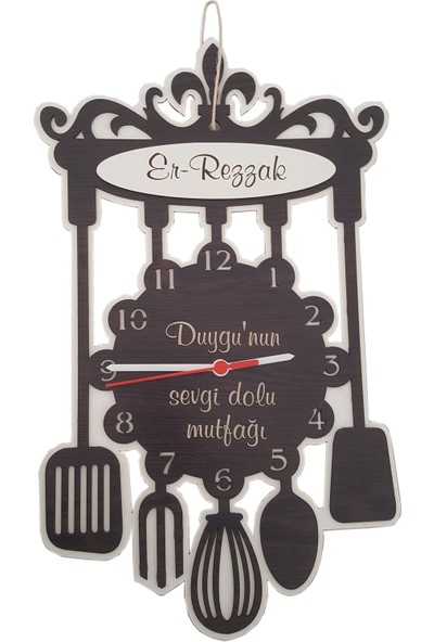 Sanat Hediyelik Kişiye Özel Ahşap Mutfak Saati -Isimli