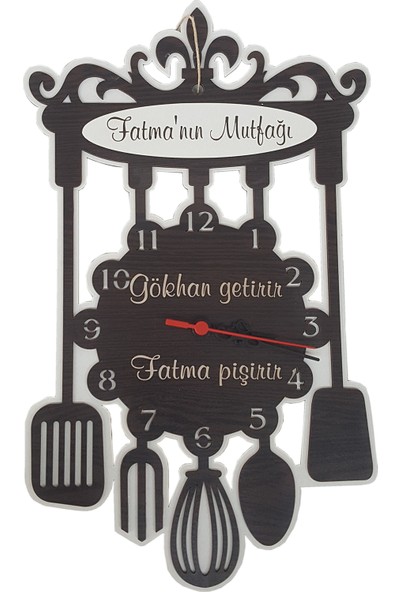Sanat Hediyelik Kişiye Özel Ahşap Mutfak Saati -Isimli