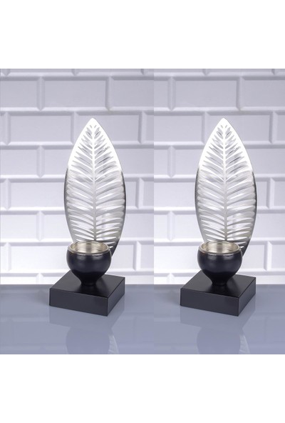 Roma Palmiye Mumluk Siyah Gümüş 2li