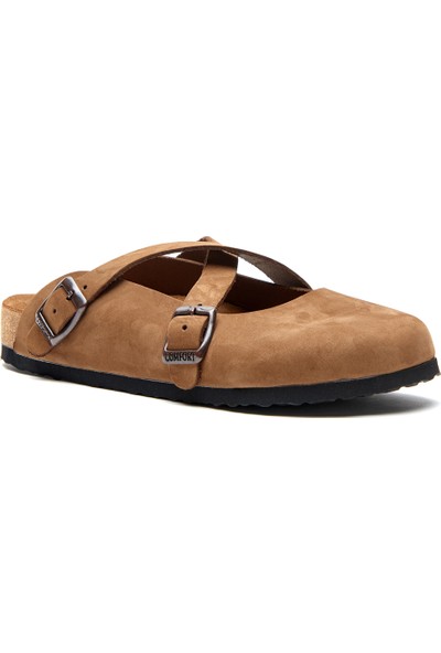 Comfortfüsse Kum Nubuk Deri Mantar Tabanlı Kadın Sabo-Carlen