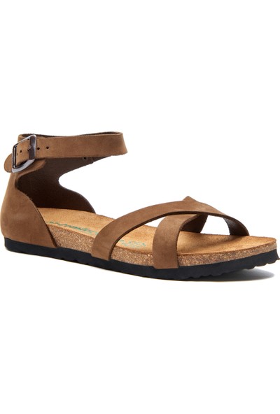 Comfortfüsse Kum Nubuk Deri Mantar Tabanlı Kadın Sandalet-Milano