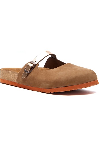Comfortfüsse Kum-Rose Nubuk Deri Mantar Tabanlı Kadın Sabo-Kelly