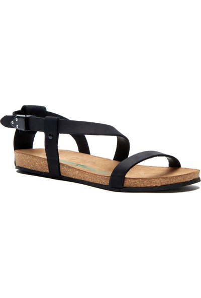Comfortfüsse Siyah Nubuk Deri Mantar Tabanlı Kadın Sandalet-Grady Comfortfüsse Siyah Nubuk Deri Mantar Tabanlı Kadın Sandalet-Grady