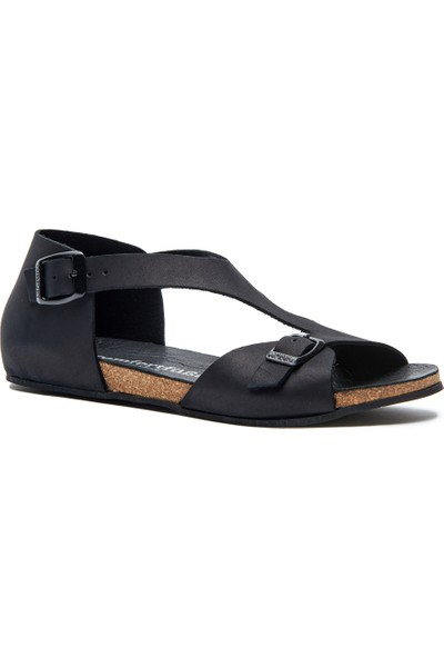 Comfortfüsse Siyah Nubuk Deri Mantar Tabanlı Kadın Sandalet-Lorah Comfortfüsse Siyah Nubuk Deri Mantar Tabanlı Kadın Sandalet-Lorah