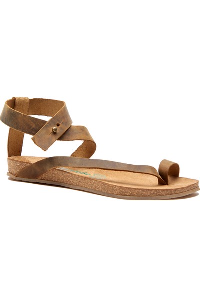 Comfortfüsse Taba Crazy Deri Mantar Tabanlı Kadın Sandalet-Sara Comfortfüsse Taba Crazy Deri Mantar Tabanlı Kadın Sandalet-Sara