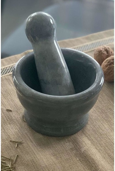 Zübahome El Yapımı Doğal Mermer Havan - Tokmak 12X7 cm | Gri Zübahome El Yapımı Doğal Mermer Havan - Tokmak 12X7 cm | Gri