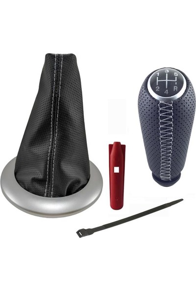 Vts Körük Renault Megane 2 Vites Körüğü ve Deri Topuzu Delikli Deri Gri Dikiş + Deri Topuz Gri Kapak Vts Körük Renault Megane 2 Vites Körüğü ve Deri Topuzu Delikli Deri Gri Dikiş + Deri Topuz Gri Kapak