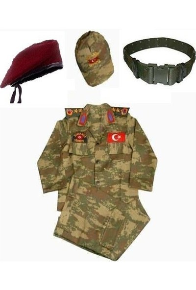 Deha Moda Erkek Çocuk Bordo Bereli Asker Komando Kıyafeti Deha Moda Erkek Çocuk Bordo Bereli Asker Komando Kıyafeti
