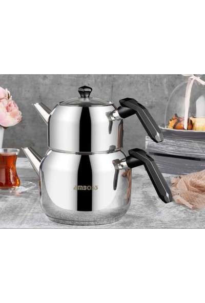 Amboss Opal Orta Boy Çaydanlık Siyah